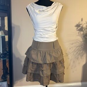 ROMWE | Skirts | Romwe Olive Tiered Lace Mini Skirt | Poshmark